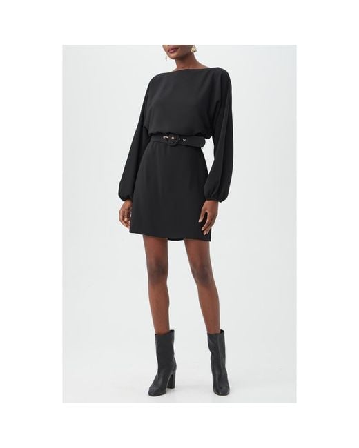 Trina Turk Avory Long Sleeve Belted Sheath Minidress in Black | Lyst
