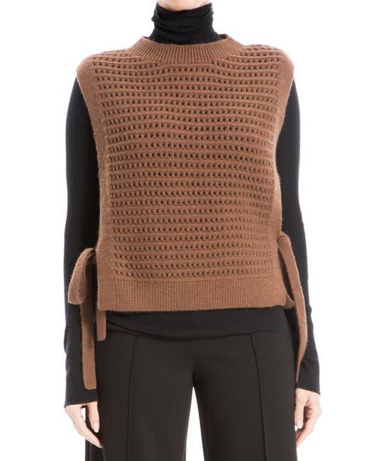 Max Studio Mock Neck Sweater Vest in Brown | Lyst