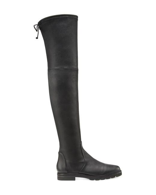 Stuart Weitzman Over-the-Knee Leather Lug Boots in Black | Lyst