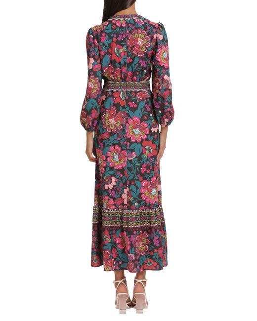 Donna Morgan For Maggy Floral Border Print Maxi Dress In Red Lyst