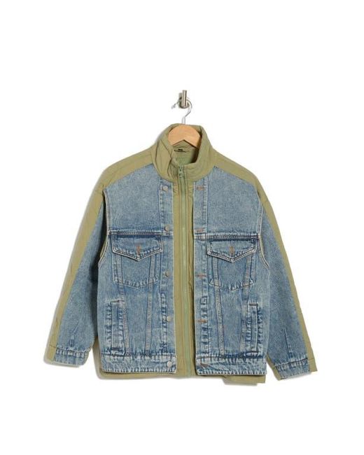 Blank NYC Nylon Quilted Denim Trucker Jacket in Blue | Lyst