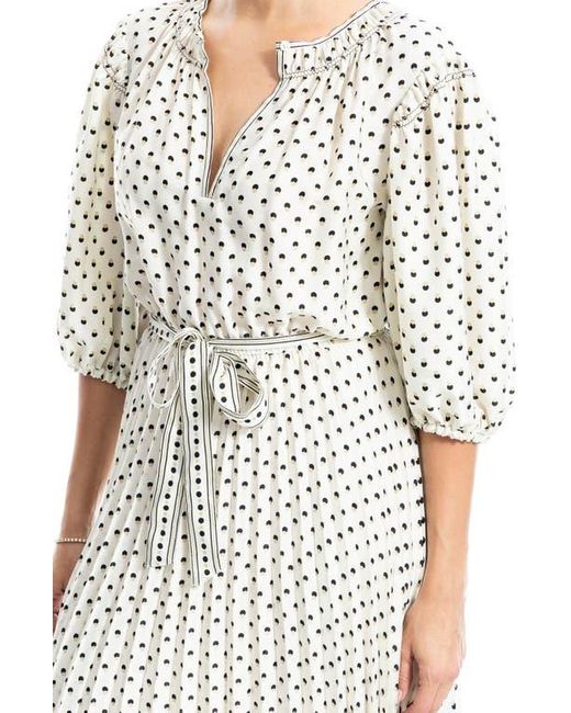 Max Studio Satin Puff Sleeve Midi Dress | Lyst