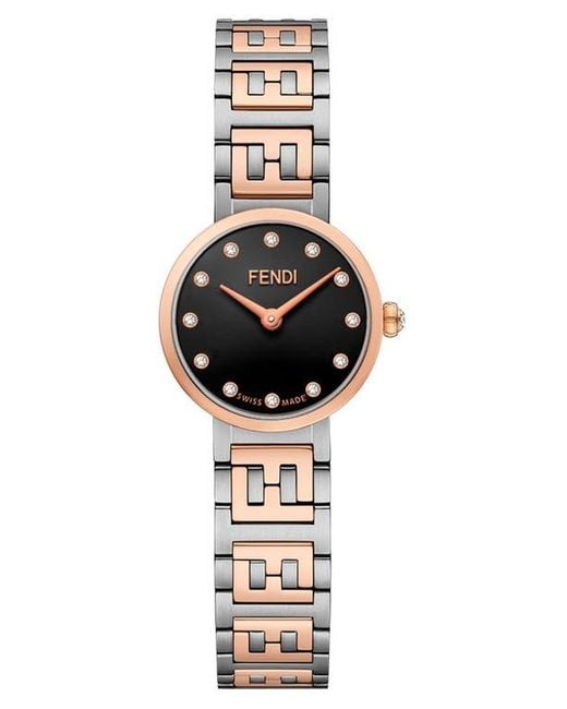 Fendi Forever Sunray Two-Tone Diamond Bracelet Watch, 19Mm in Metallic ...