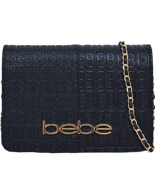 Bebe Ailey Embossed Large Crossbody Bag in Blue | Lyst