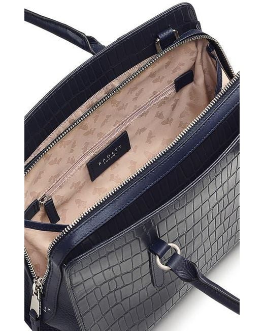Radley Angel Lange Croc Embossed Leather Tote Bag in Blue | Lyst