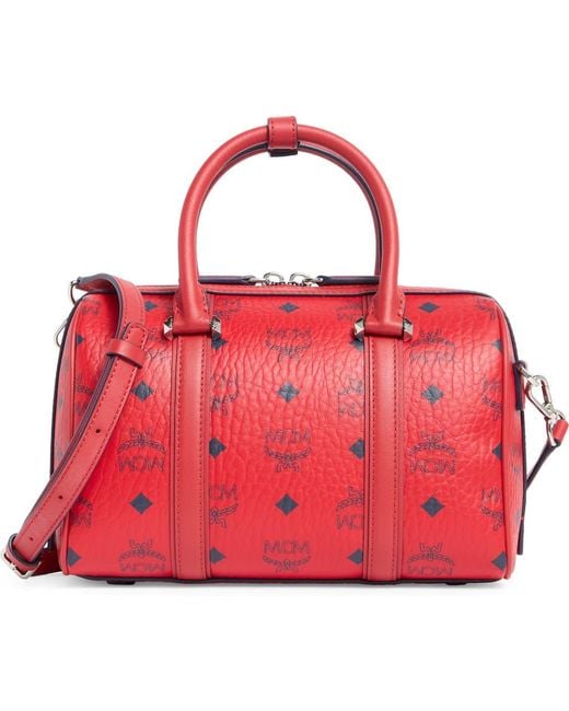 MCM Aren Visetos Barrel Bag in Red | Lyst