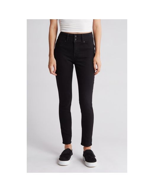 Seven7 High Waist Curvy Straight Leg Jeans in Black | Lyst