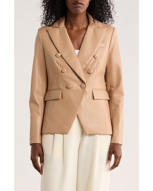 Love Token Nellie Faux Leather Blazer in Natural | Lyst