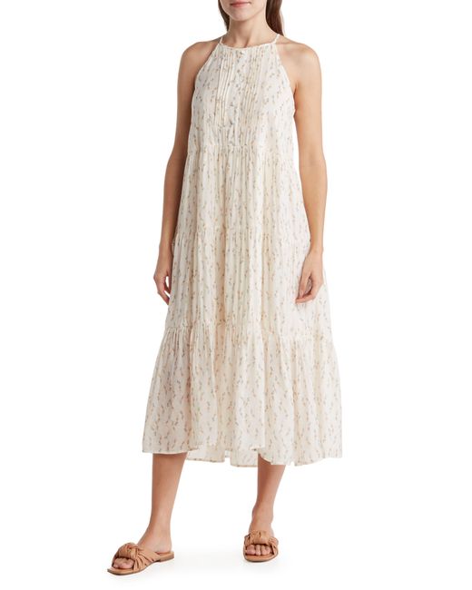 Blu Pepper Floral Pleated Tiered Dress In Natural Lyst