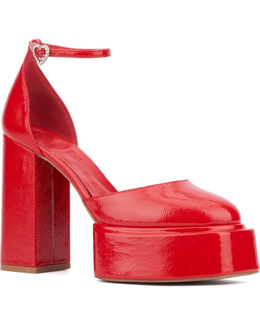 Olivia Miller Jupiter Ankle Strap Platform Pumps in Red | Lyst