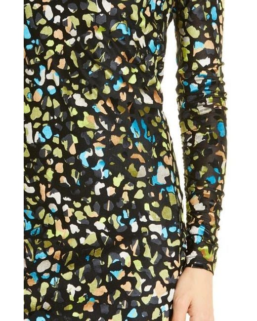 Ted Baker Amalya Devoré Long Sleeve Body-Con Dress in Green | Lyst