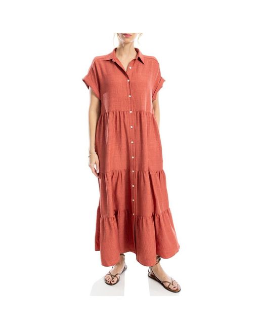 Max Studio Short Sleeve Tiered Maxi Shirtdress | Lyst