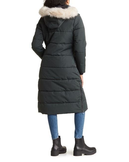 Noize Winter Long Parka With Faux Fur Trim in Black | Lyst