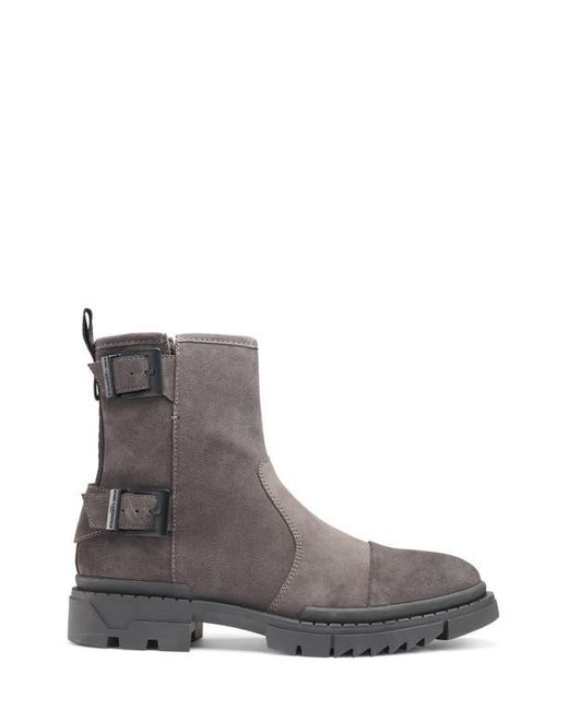 Karl Lagerfeld Double Buckle Suede Engineer Boot in Brown for Men | Lyst