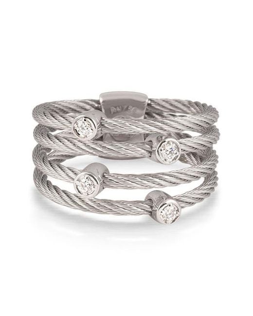 Alor 18K & Stainless Steel Diamond Twisted Cable Ring in Gray | Lyst