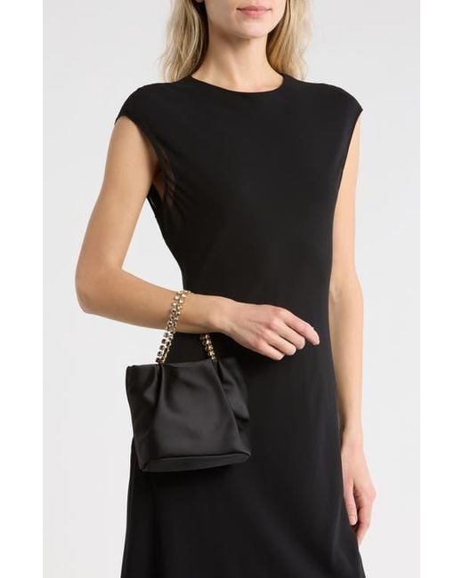 Dolce Vita Karol Rhinestone Strap Satin Handbag in Black | Lyst