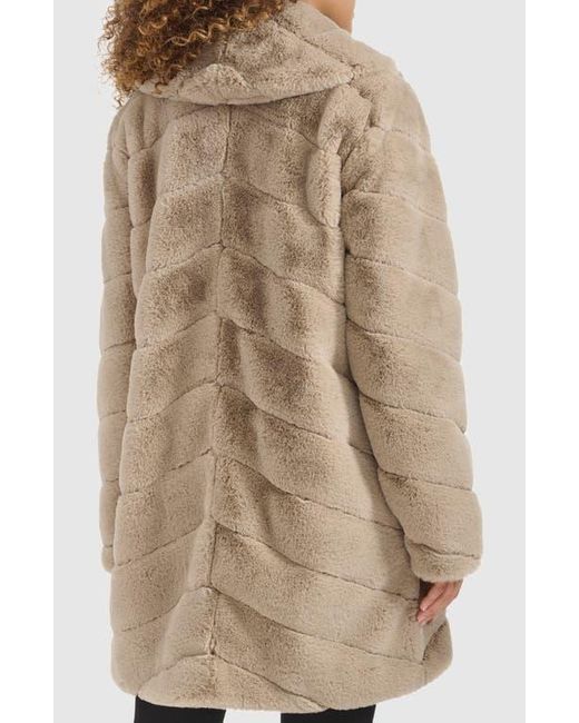 Kenneth Cole Grooved Faux Fur Coat in Natural | Lyst