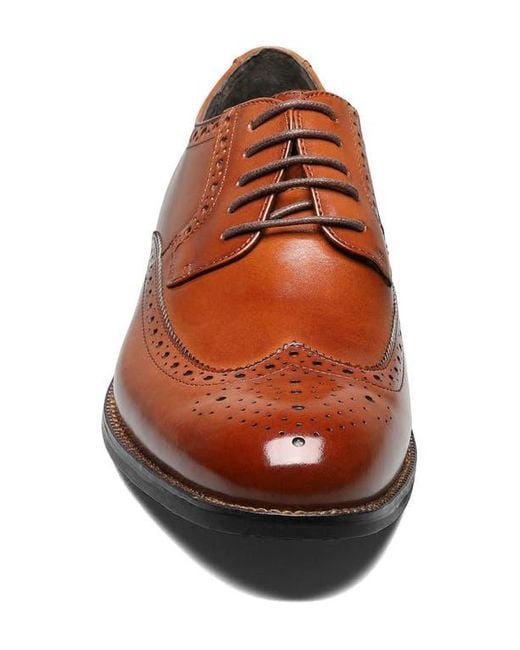 Stacy Adams Wingtip Leather Derby Shoes in Brown for Men | Lyst