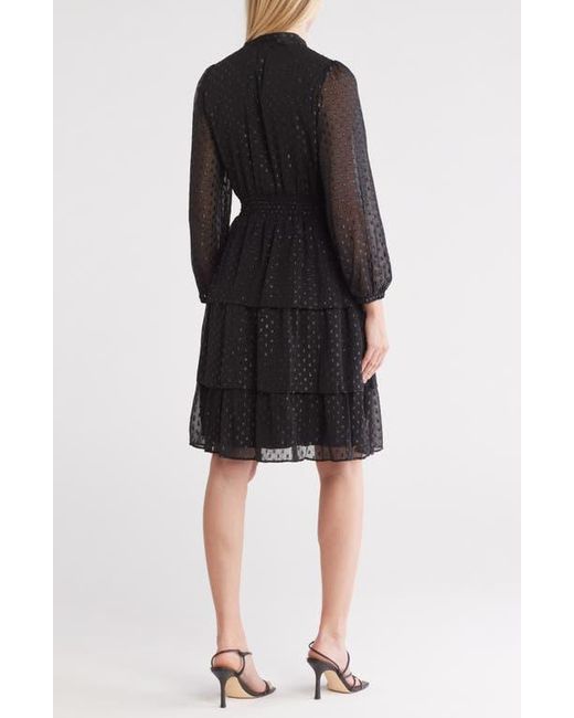 Sandra Darren Smocked Waist Midi Dress in Black | Lyst