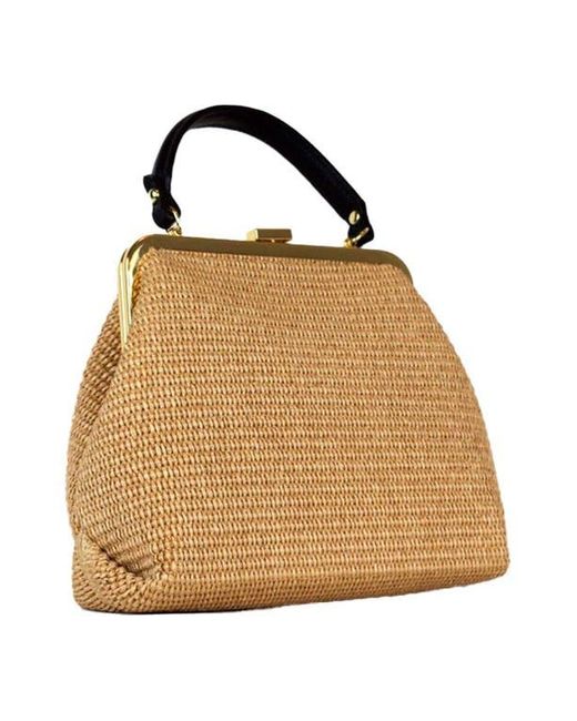 Persaman New York Isla 18 Raffia Satchel Bag in Brown | Lyst