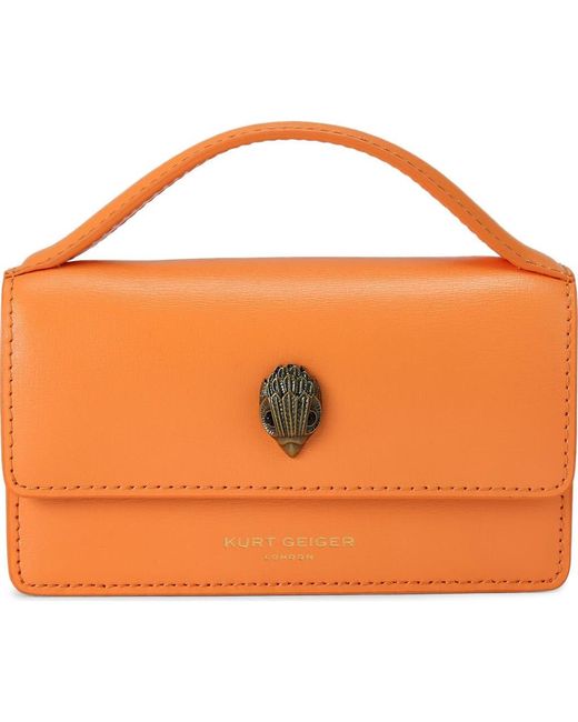 Kurt Geiger Extra Small Bond Leather Top Handle Bag in Orange | Lyst