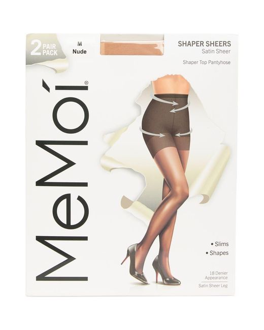Memoi Satin Sheer Shaper Opaque Tights in White | Lyst