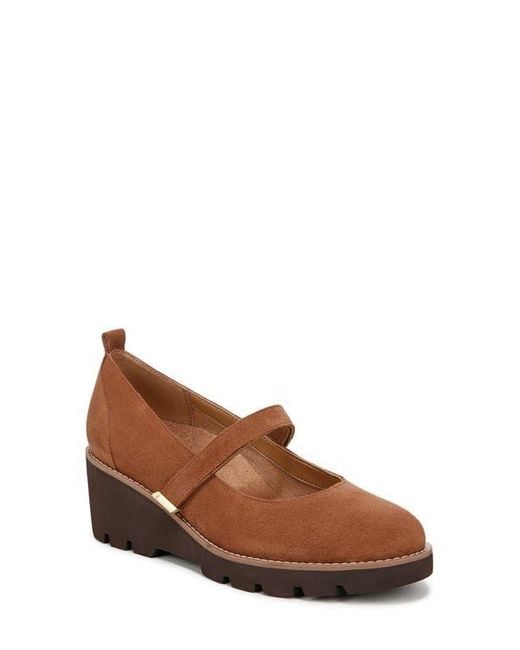 Vionic Alma Mary Jane Wedge Pump in Brown | Lyst
