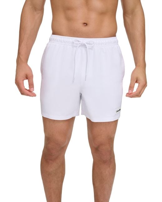 Calvin Klein Modern Euro Upf 40 Swim Trunks In White For Men Lyst