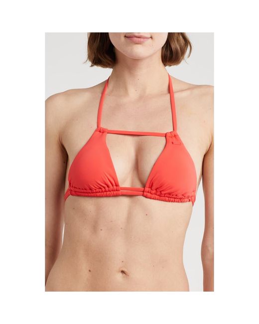 Roxy Beach Classic Triangle Bikini Top in Red | Lyst