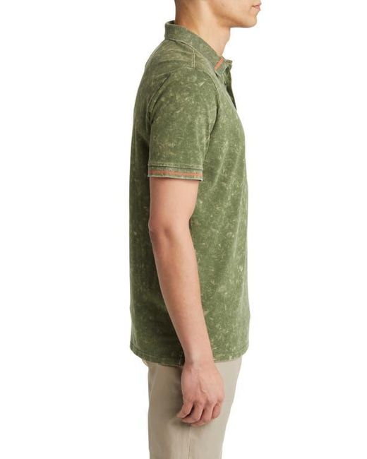 Stone Rose Tipped Acid Wash Performance Jersey Polo in Green for Men | Lyst