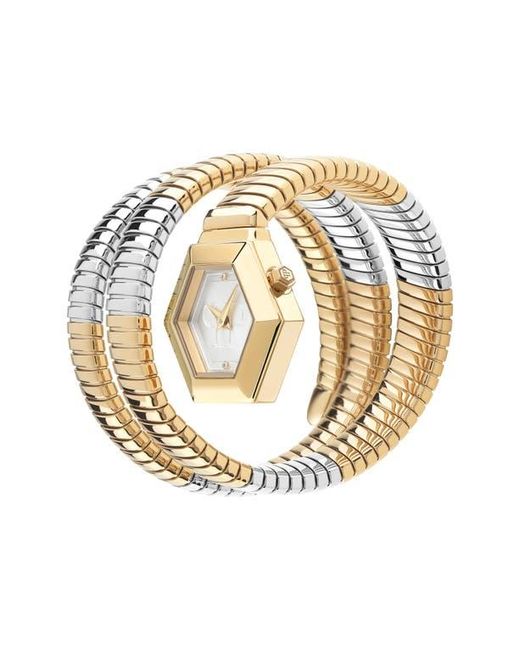 Philipp Plein Hexagon $Nake Two Tone Wrap Watch, 24Mm in Metallic for ...