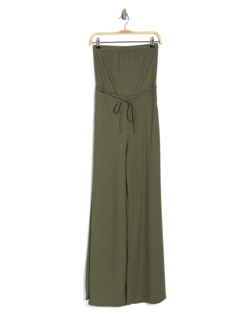Go Couture Ribbed Strapless Tube Jumpsuit in Green | Lyst