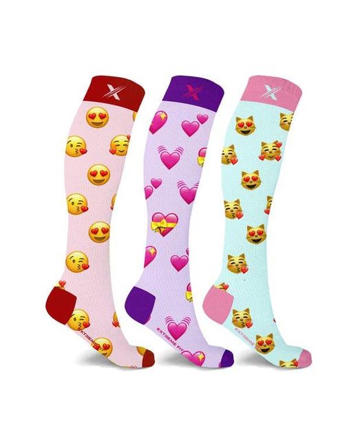 Extreme Fit Emoji Fun 3-Pack Compression Knee High Socks in Pink for ...