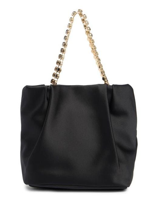 Dolce Vita Karol Rhinestone Strap Satin Handbag in Black | Lyst
