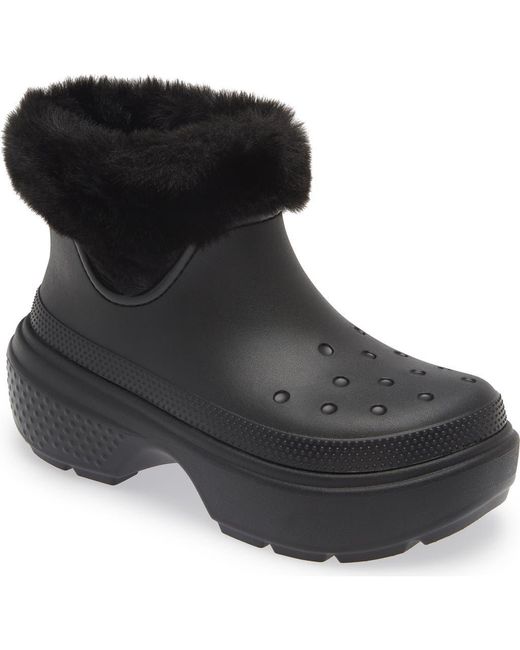 Crocs™ Stomp Faux Fur Lined Boot in Black | Lyst