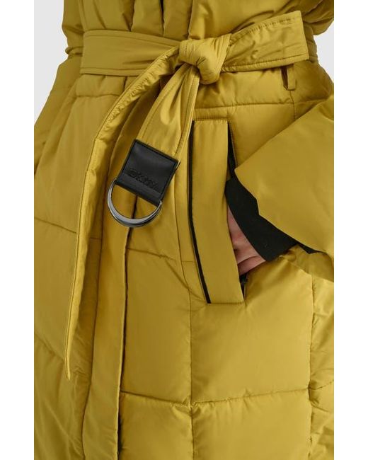 DKNY Asymmetrical Belted Water Resistant Puffer Jacket in Yellow | Lyst