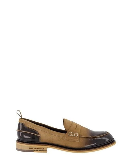 Karl Lagerfeld Label Penny Loafer in Brown for Men | Lyst