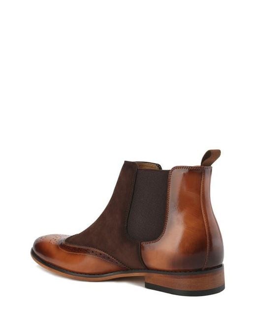 Gino Vitale Wingtip Brogue Two-Tone Chelsea Boot in Brown for Men | Lyst