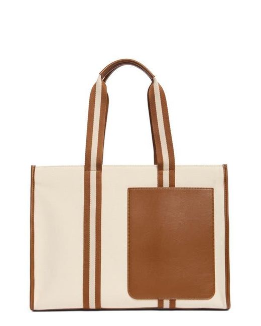 BCBGMAXAZRIA Contrast Pocket Canvas Tote Bag in Brown | Lyst