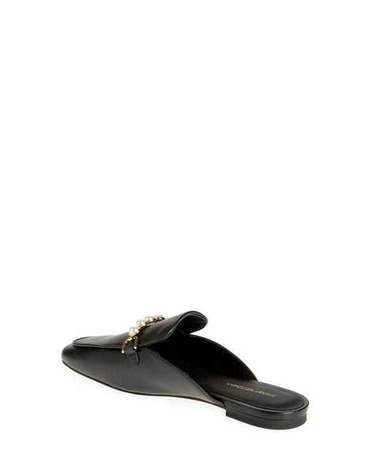 Stuart Weitzman Perla Imitation Pearl Mule in Black | Lyst