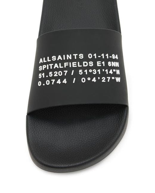 AllSaints Renegade Slide Sandal in Black for Men | Lyst