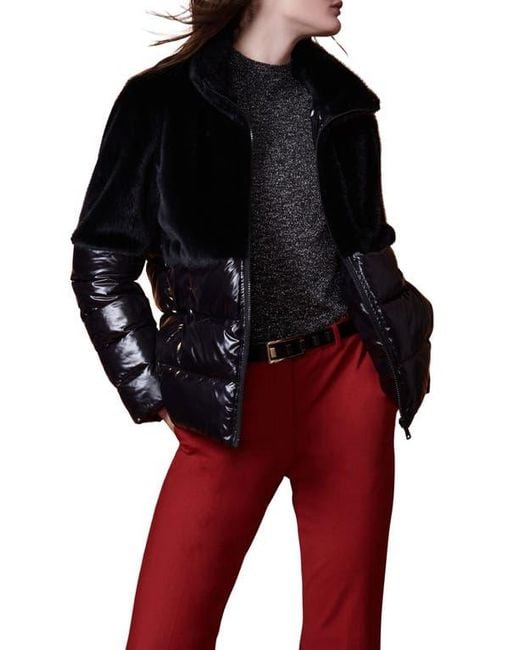 Bernardo Faux Leather & Faux Fur Jacket in Black | Lyst