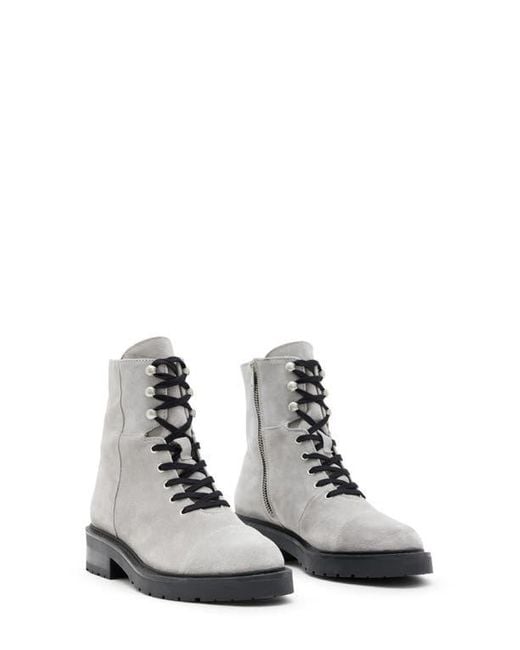 AllSaints Dusty Lugg Sole Boots in White | Lyst