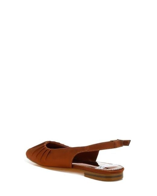 Rag & Co Cheeni Satin Slingback Flat in Brown | Lyst