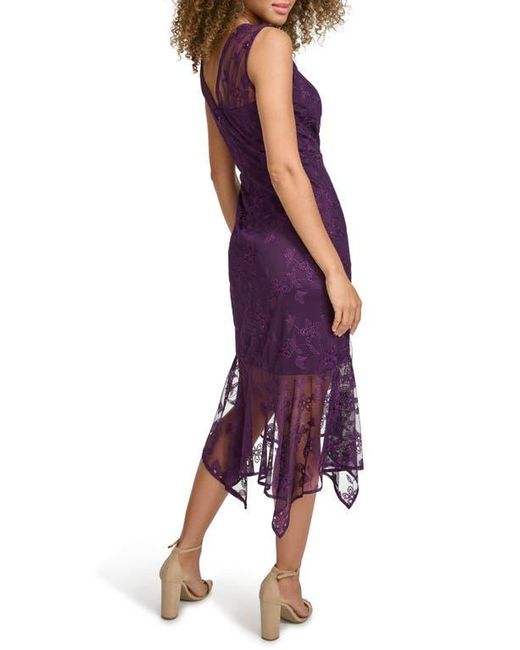 Kensie Embroidered Mesh Sleeveless Dress in Purple | Lyst
