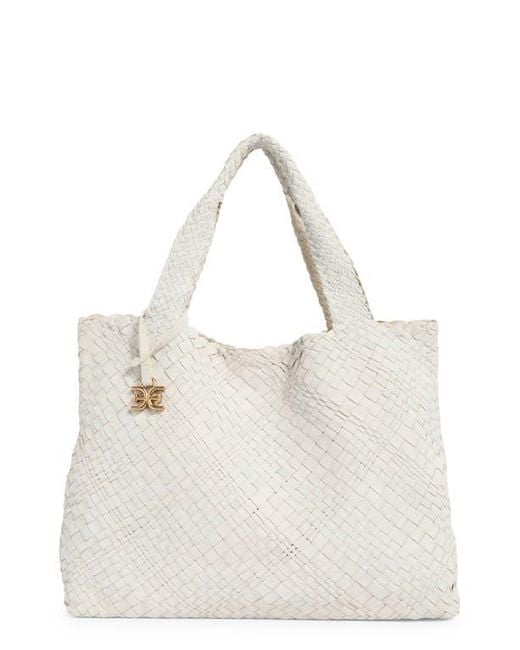 Sam Edelman Priya Woven Leather Tote Bag in Natural | Lyst