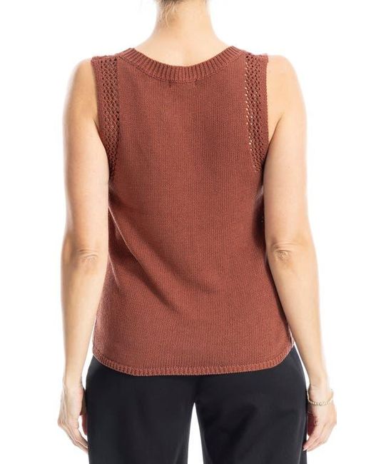 Max Studio Pointelle Stitch Crocheted Tank in Red | Lyst