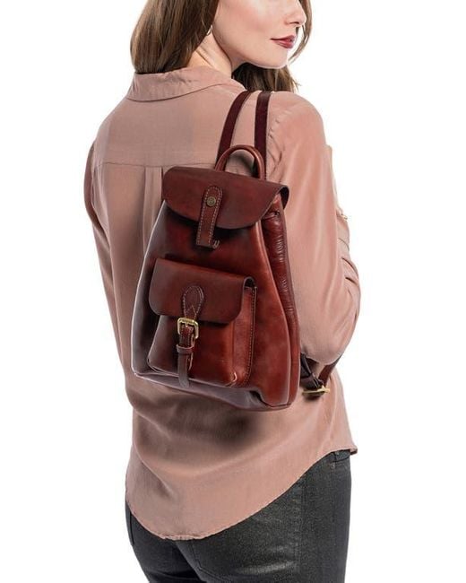 Old Trend Isla Small Leather Backpack in Red | Lyst