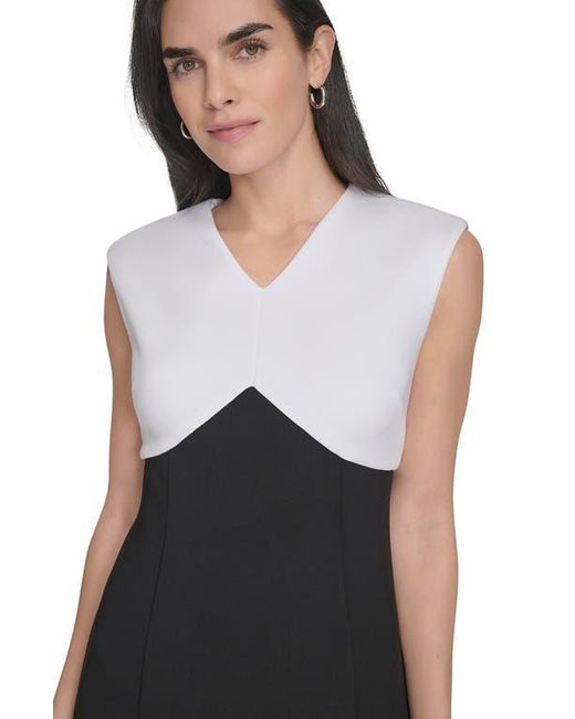 Calvin Klein Colorblock Sleeveless A-Line Midi Dress in Black | Lyst