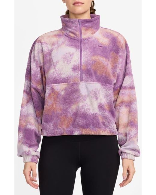 Nike One Therma-Fit Half Zip Pullover in Pink | Lyst